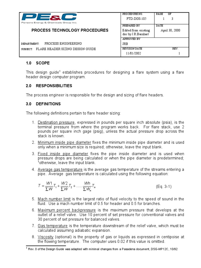 Flare Header Sizing Design Guide | PDF | Gases | Heat