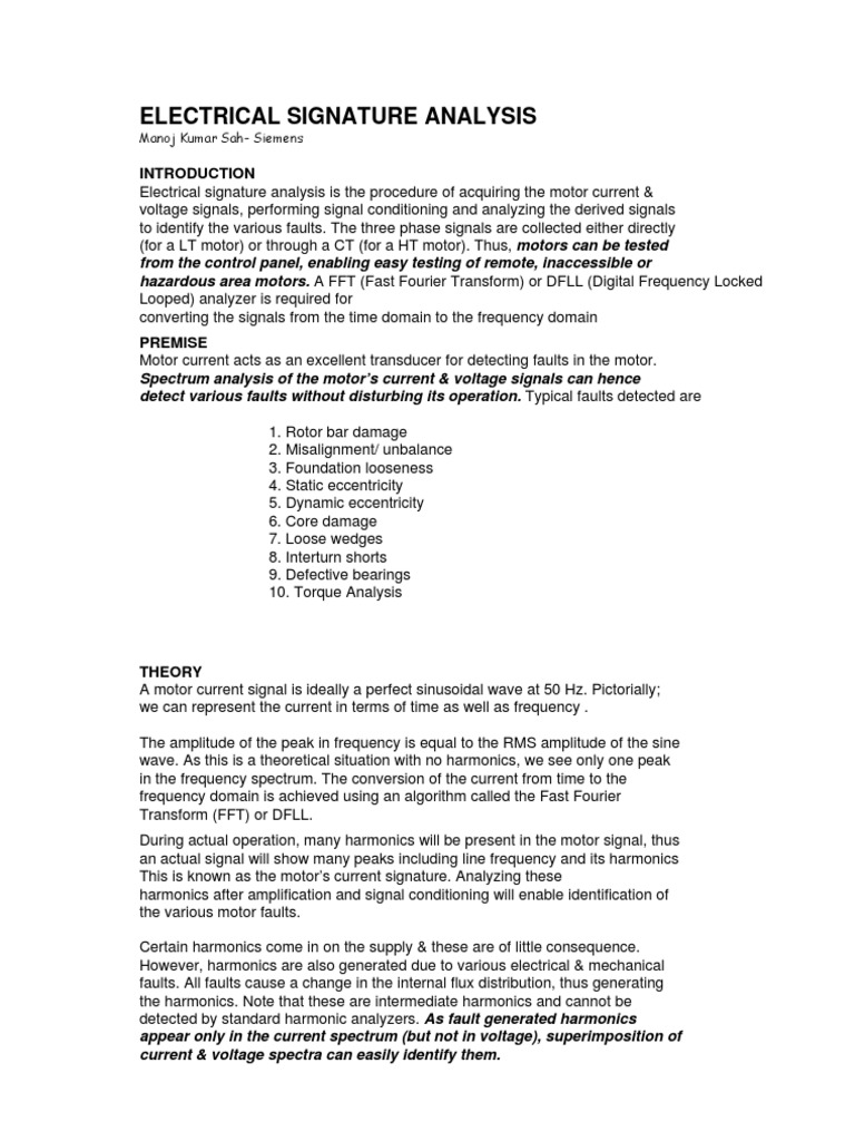 Electrical Signature Analysis | PDF | Electric Motor | Bearing (Mechanical)