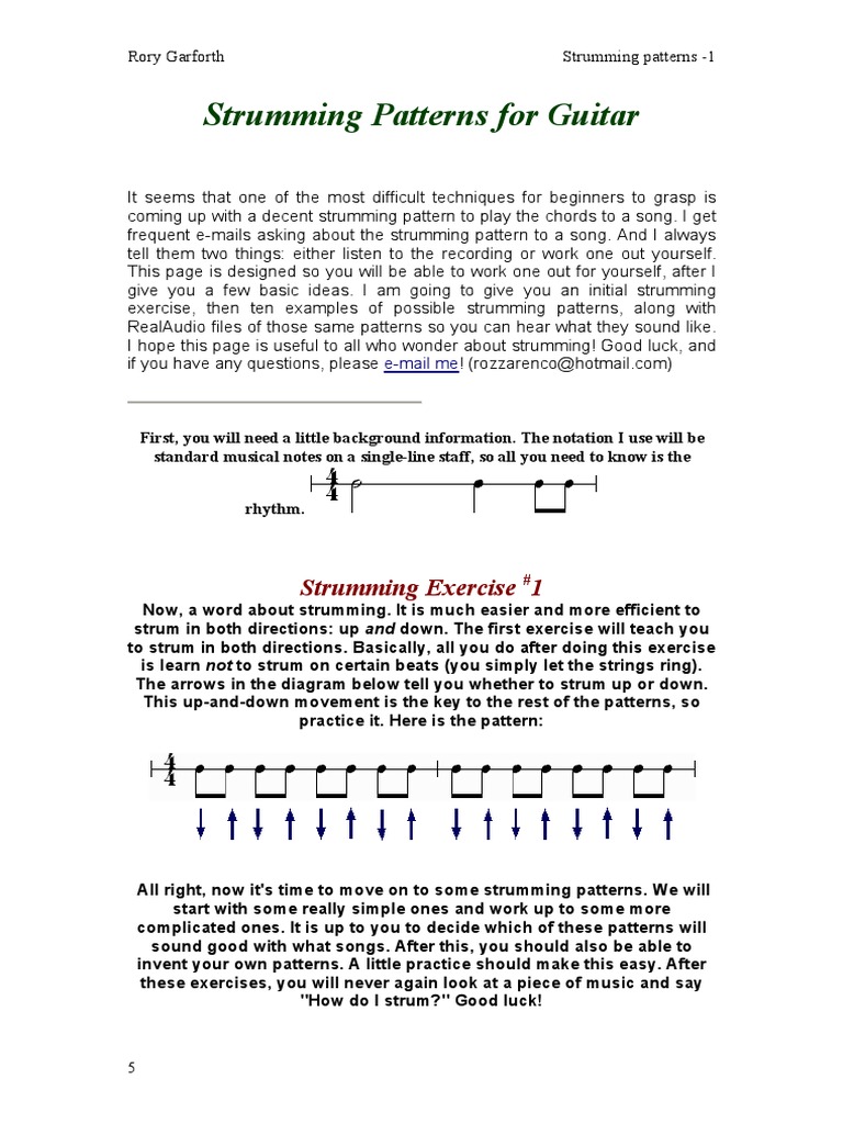 Strumming Patterns For Guitar | Download Free PDF | Guitars | Musicology