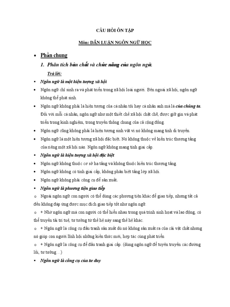 De Cuong On Tap Mon Dan Luan Ngon Ngu Co Dap An | PDF