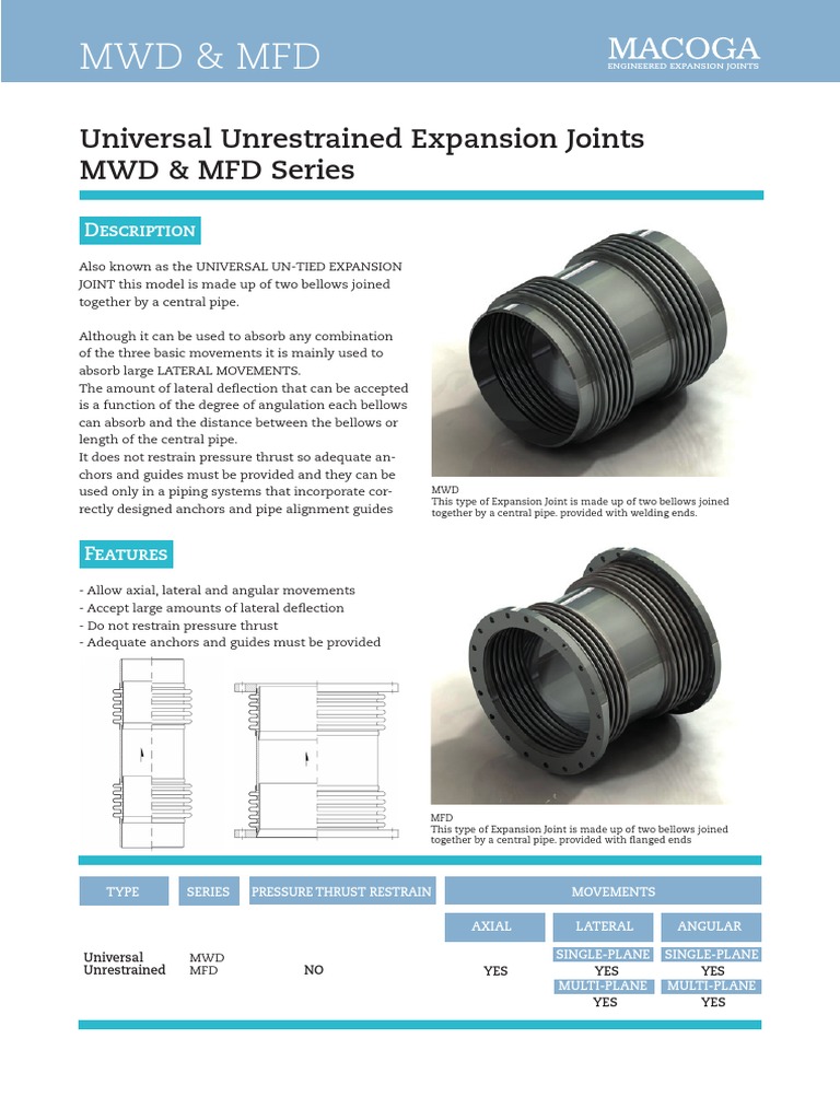 Universal Unrestrained Expansion Joints MWD & MFD Series | PDF