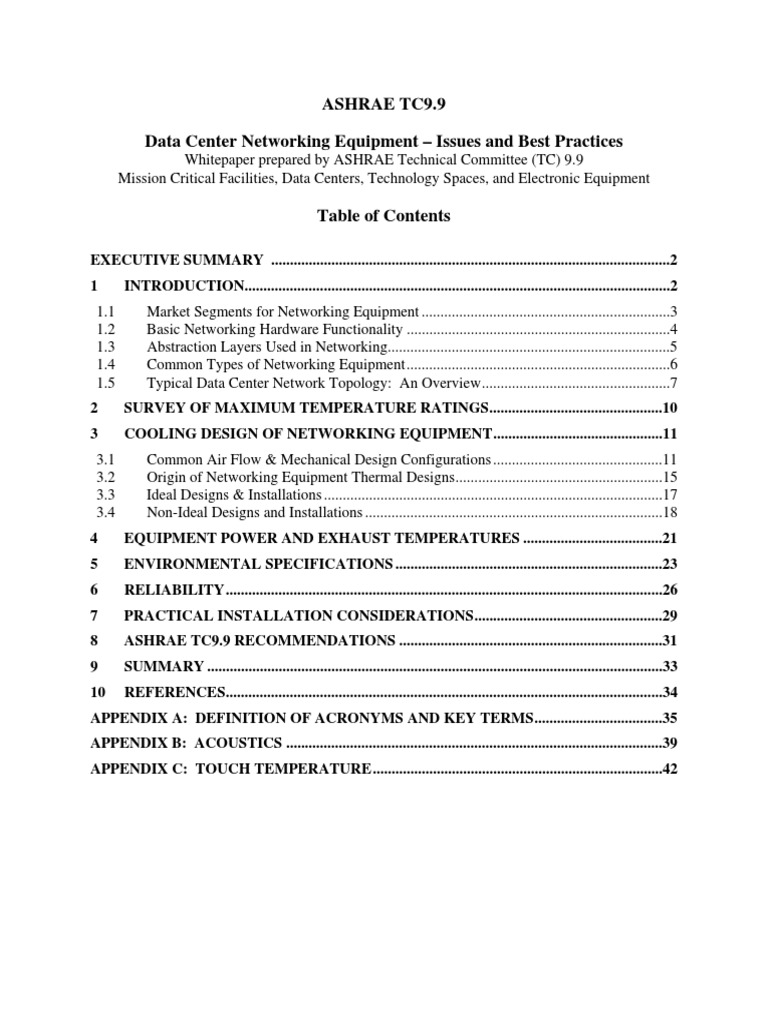 ASHRAE Networking Thermal Guidelines | PDF | Osi Model | Data Center