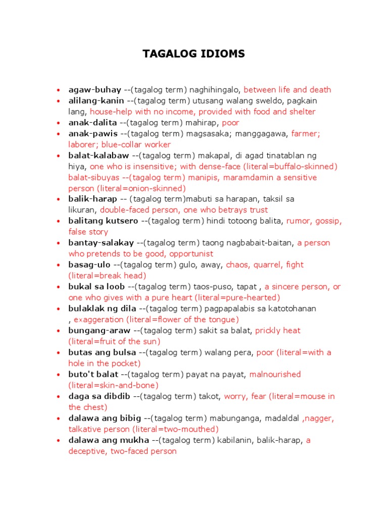 Tagalog Idioms | PDF