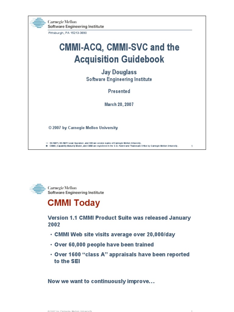 CMMI-ACQ, CMMI-SVC and The Acquisition Guidebook: Jay Douglass | PDF | Information Technology ...