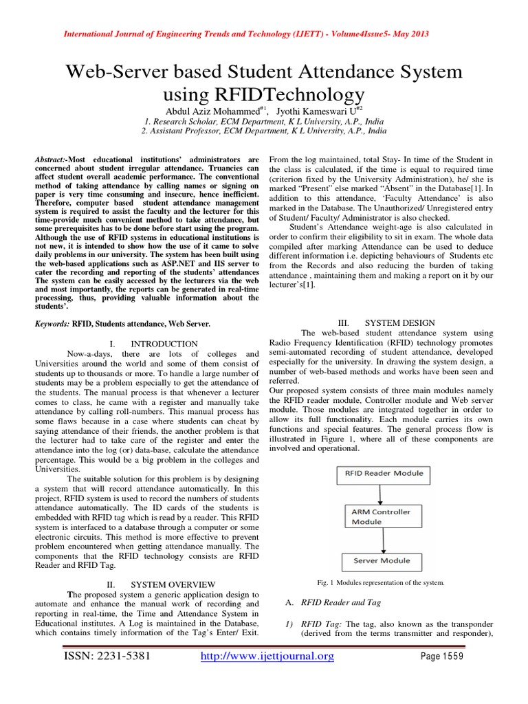 Web-Based RFID Attendance System | PDF | Radio Frequency Identification ...
