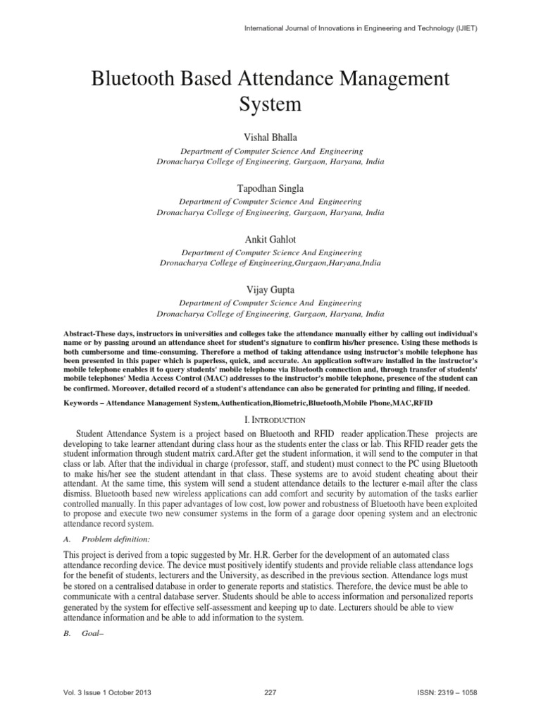 Bluetooth Based Attendance Management System | PDF | Bluetooth | Top Down And Bottom Up Design