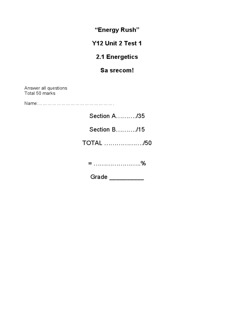 Energetics Unit 2 Test Overview | PDF | Enthalpy | Properties Of Water