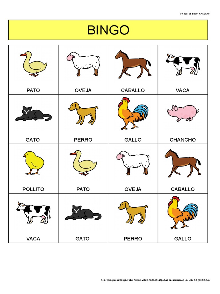 Bingo de Animales para Imprimir | PDF | Juegos y actividades