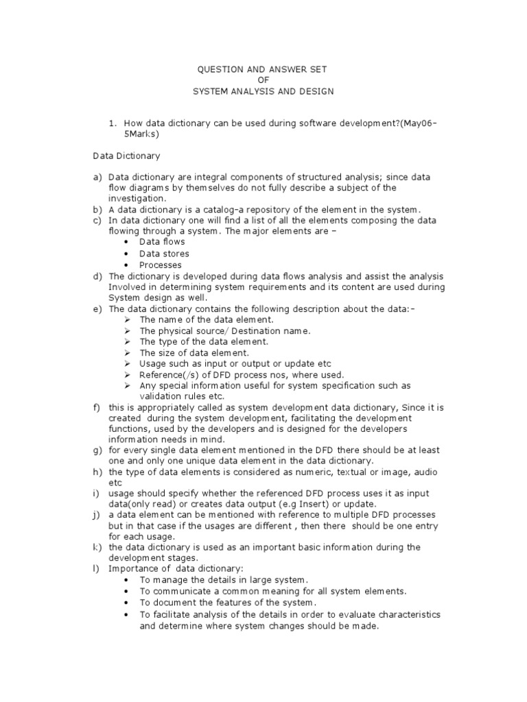 Question and Answer Set of System Analysis and | PDF | Present Value ...