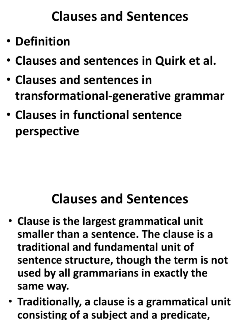 Clauses and Sentences | Clause | Sentence (Linguistics)