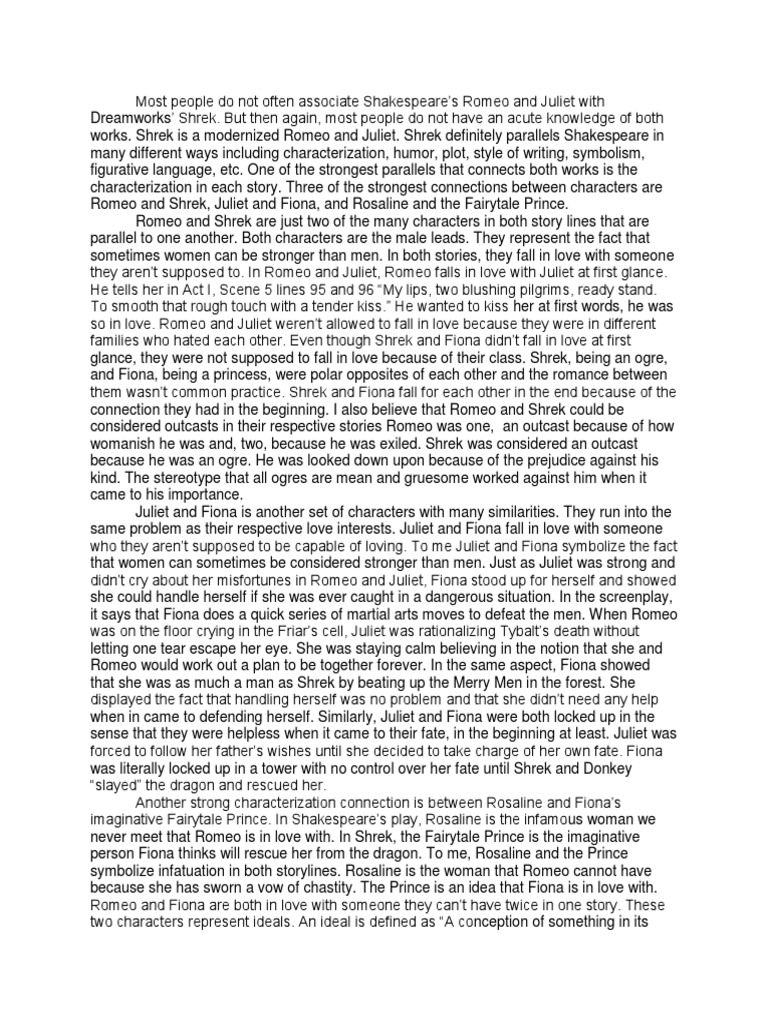 Shrek Analysis | PDF | Juliet