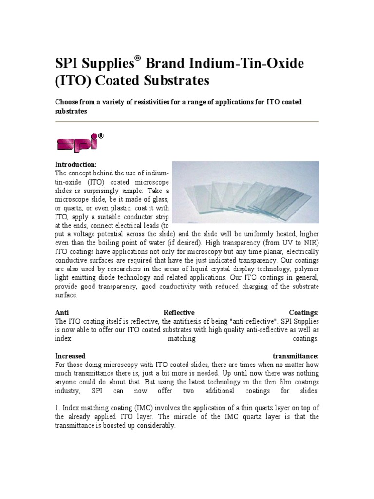 Indium Tin Oxide.pdf | Electrical Resistivity And Conductivity | Glasses