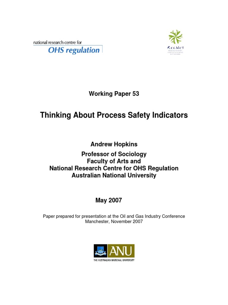 Hopkins Thinking About Process Safety Indicators | PDF | Occupational Safety And Health | Safety