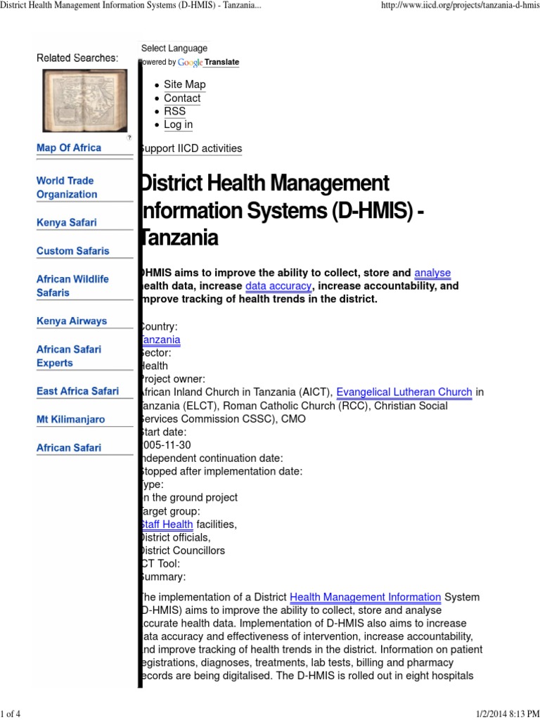 District Health Management Information Systems (D-HMIS) - Tanzania ...