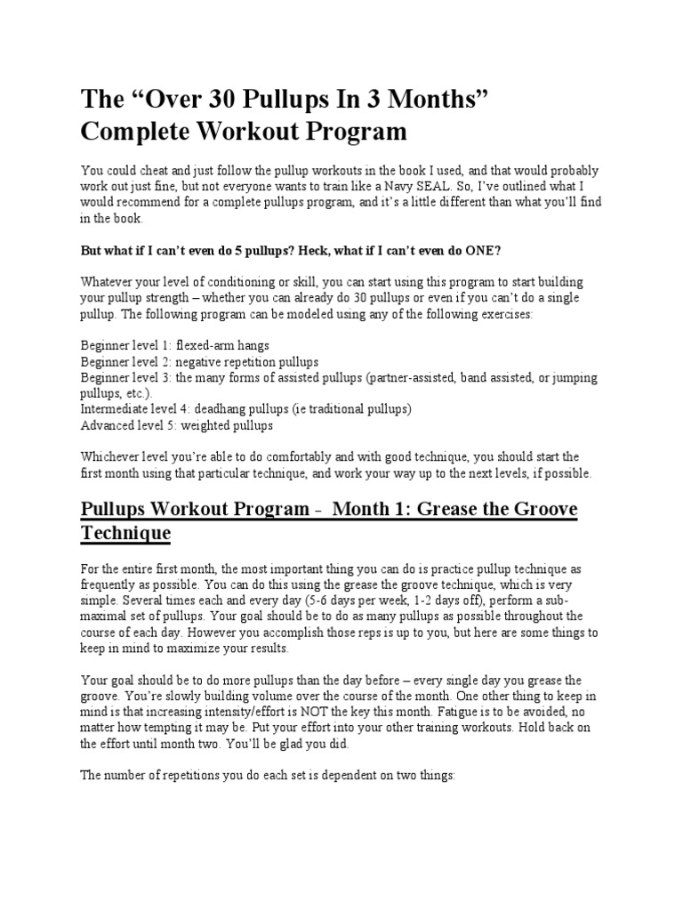 3 Month Pullup Program | PDF | Physical Exercise | Shoulder