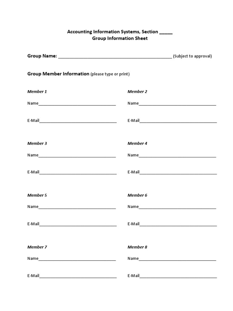 Group Information Sheet Acct | PDF
