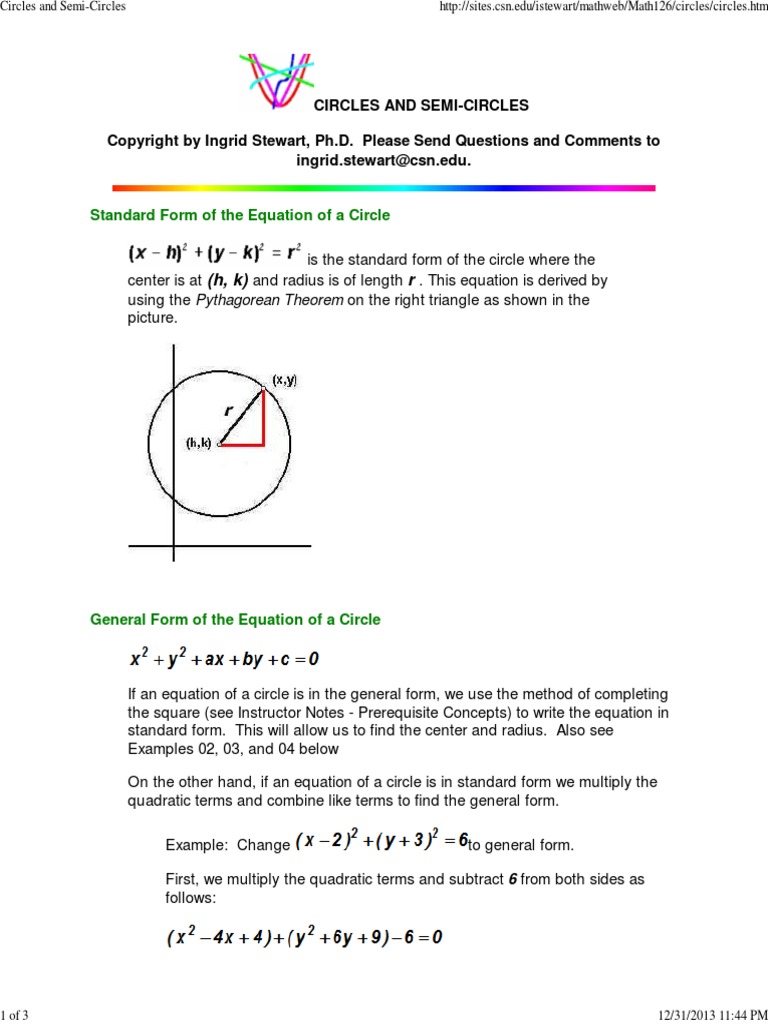 Circles and Semi-Circles | PDF | Circle | Equations