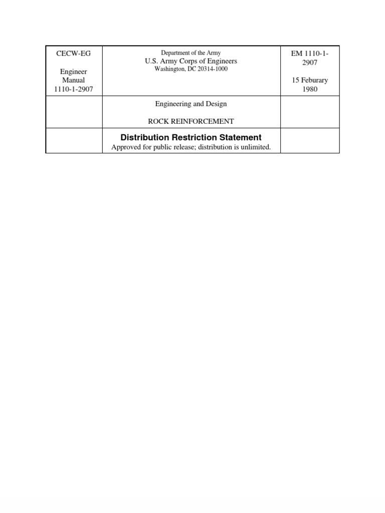EM 1110-1-2907 - Rock Reinforcement | PDF | Deformation (Engineering ...