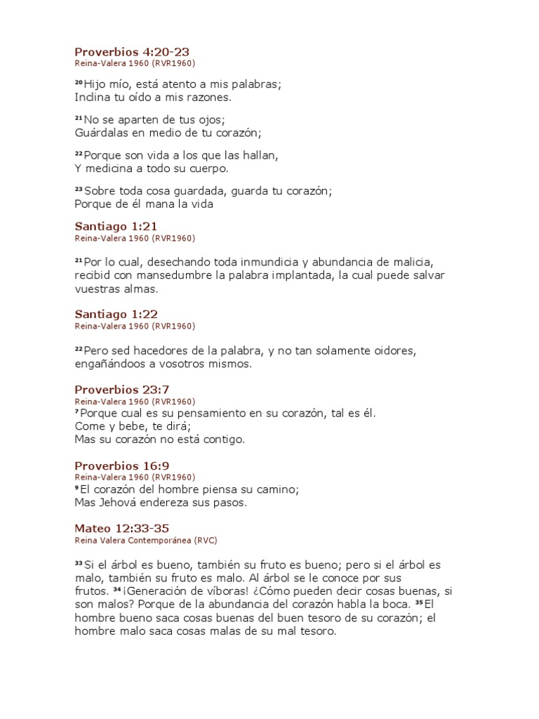Proverbios 4:20-23: Guardar el Corazón | PDF