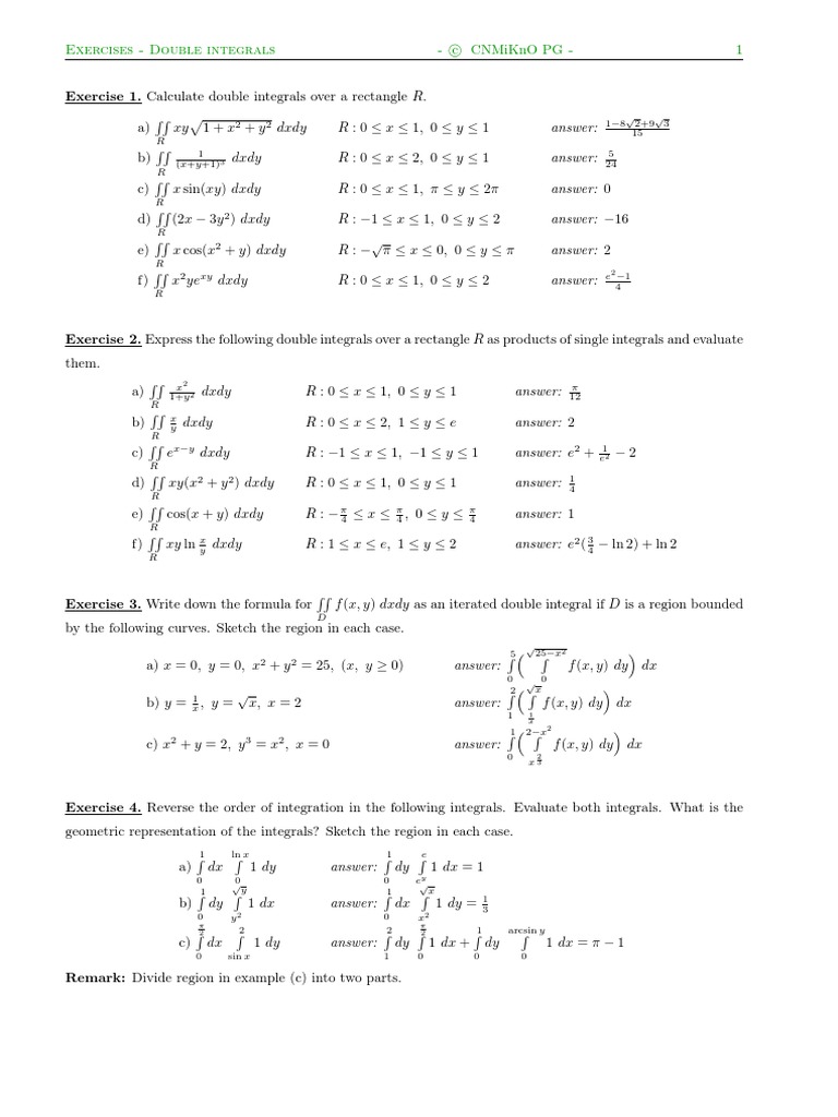 Double Integrals | PDF | Integral | Theoretical Physics