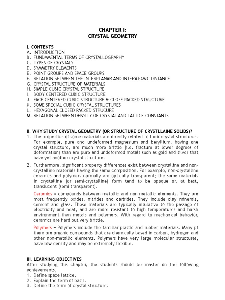 Chapter1 Crystal Geometry | PDF | Crystal Structure | Crystal