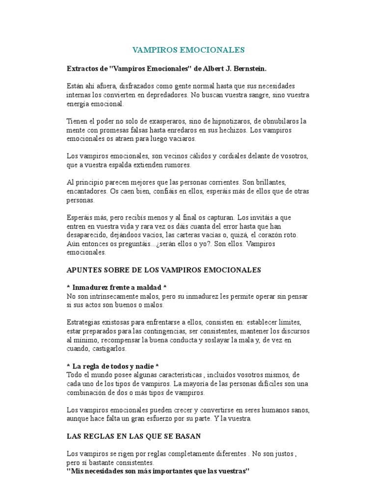 Vampiros Emocionales | PDF | Vampiros | Psique (psicología)