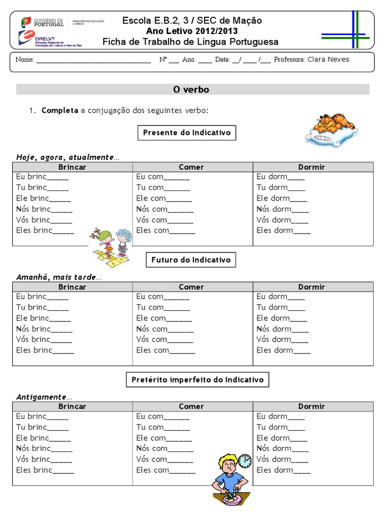 o Verbo, Modo Indicativo
