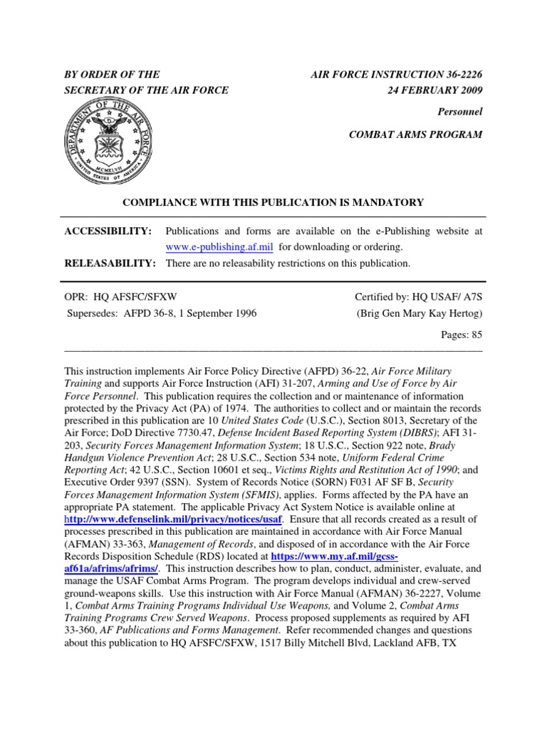 Afi36 2226 | United States Air Force | Occupational Safety And Health