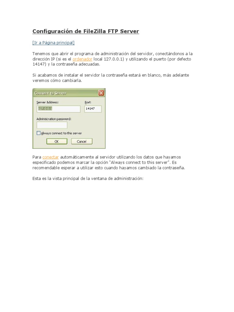 Configuración de FileZilla FTP Server | PDF | Dirección IP | Servidor ...