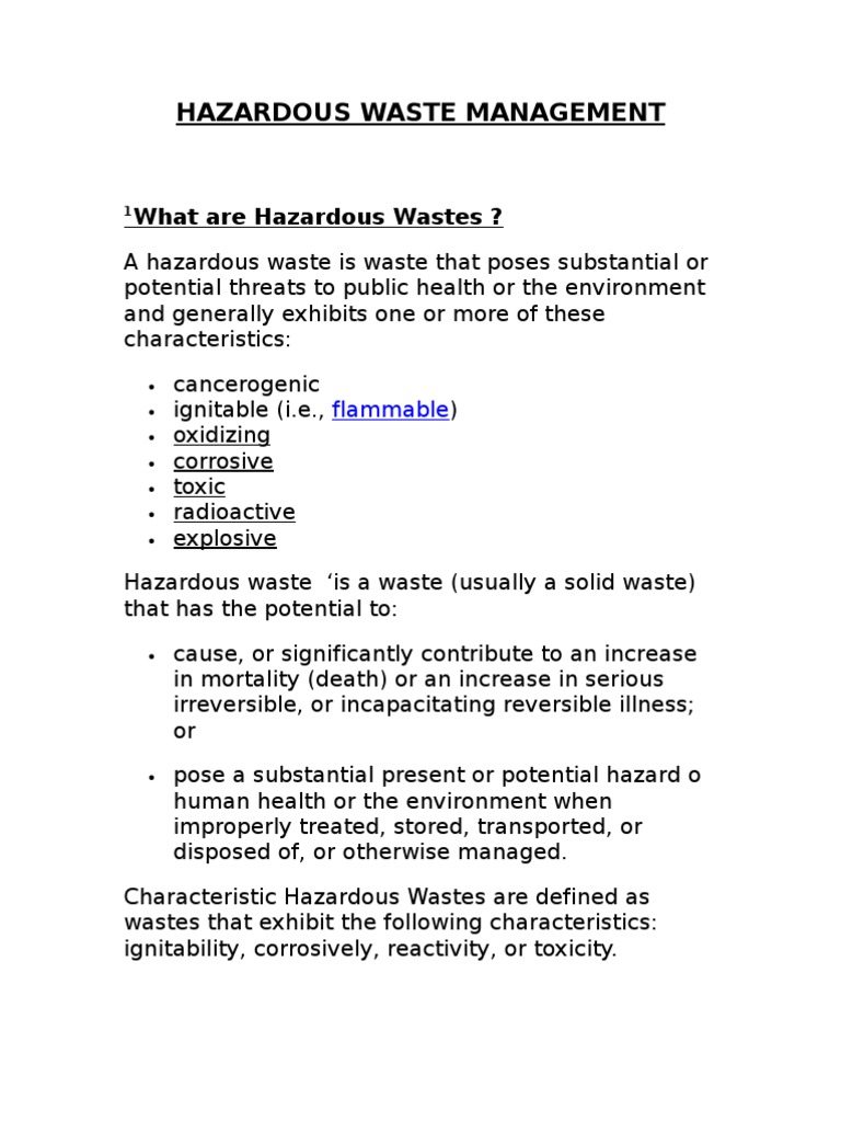 Hazardous Waste Management | PDF | Hazardous Waste | Waste