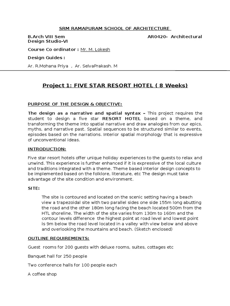 AR0420 Design Problem1 2014 (Revised) | PDF | Hospitality Industry ...
