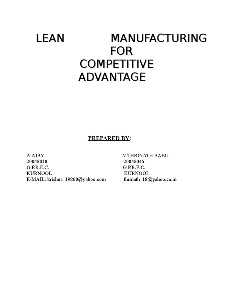 Lean Manufacturing | PDF | Lean Manufacturing | Operations Management