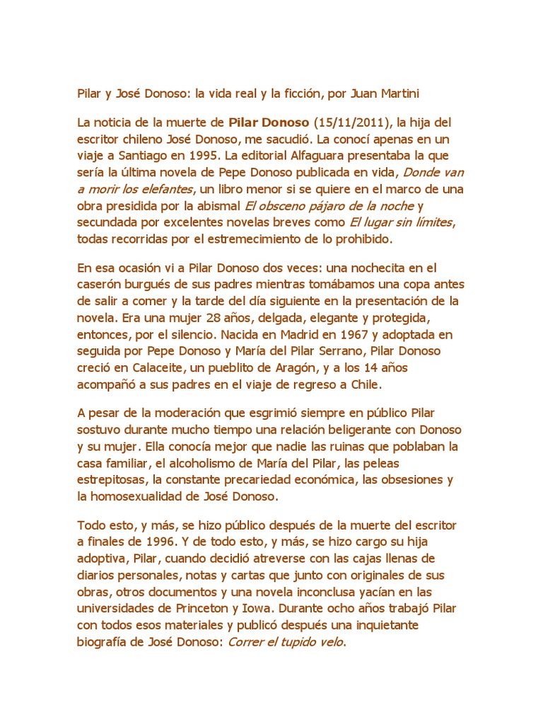 Pilar y José Donoso | PDF | Novelas | Amor