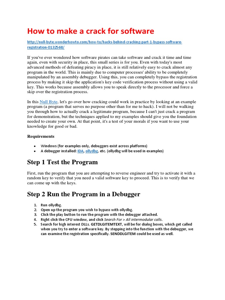 How To Make A Crack For Software: Step 1 Test The Program | PDF ...