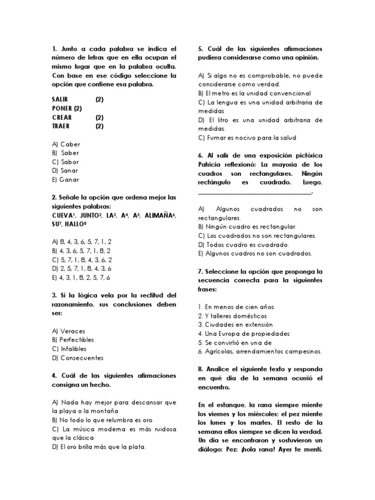 Ejercicios Habilidad Verbal