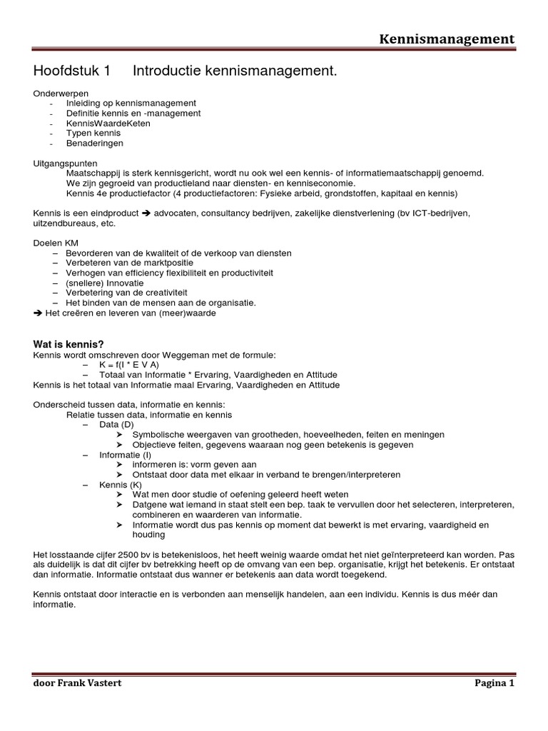 Kennismanagement Samenvatting | PDF