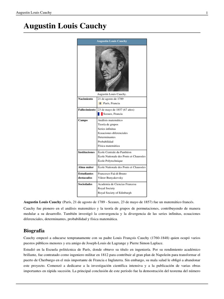 Augustin Louis Cauchy | PDF | Cálculo | Análisis matemático