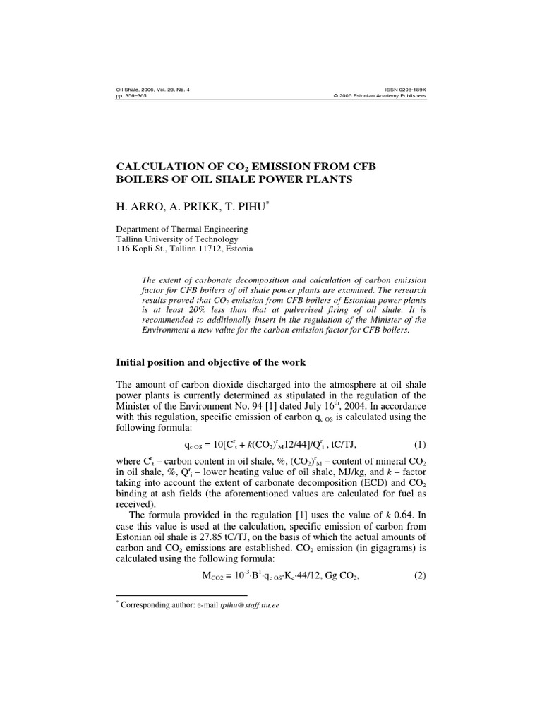 CO2 Emmision Calculation in CFB Boiler | PDF | Carbon Dioxide In Earth ...