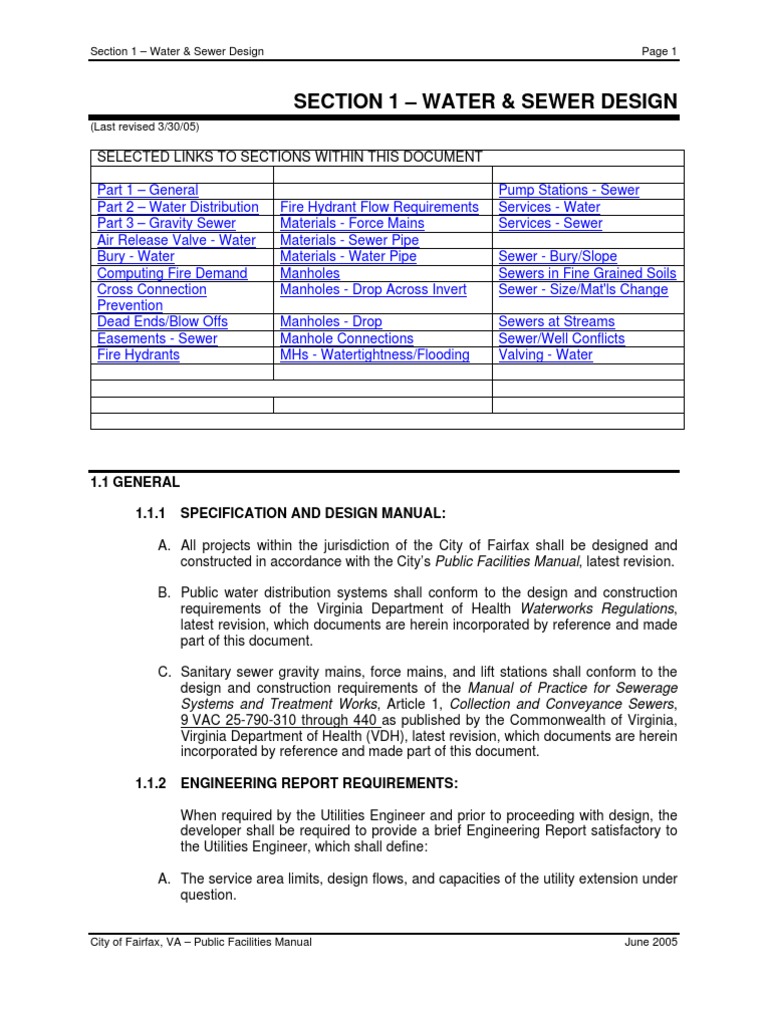 Water and Sewer Design | Sanitary Sewer | Pipe (Fluid Conveyance)