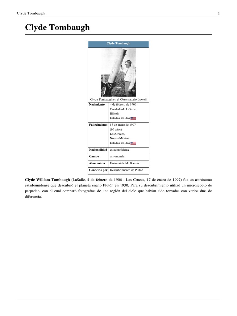 Clyde Tombaugh | PDF | Ciencia planetaria | Astronomía