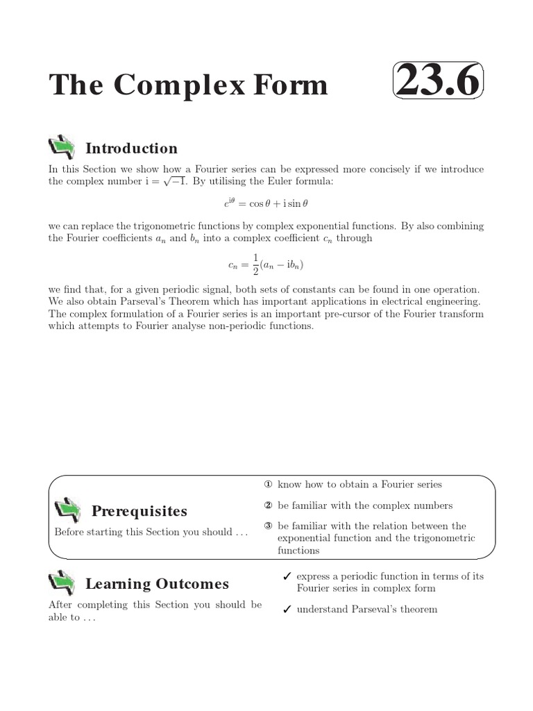 The Complex Form: 1. by Utilising The Euler Formula: e | PDF ...
