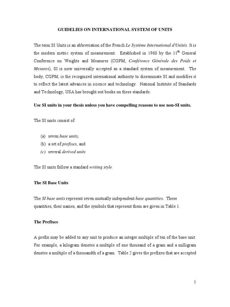SI Units Rules | PDF | International System Of Units | Kilogram