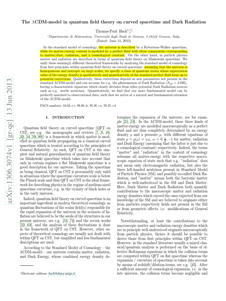 The Lambda CDM-Model in Quantum Field Theory On Curved Spacetime and ...