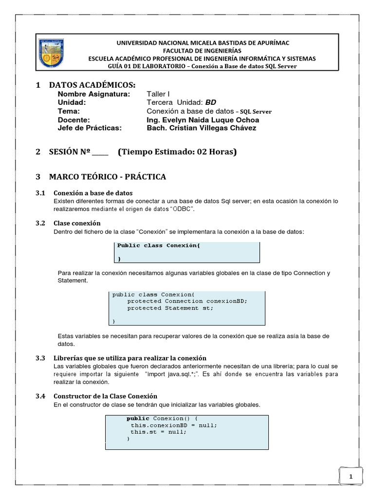 Guia 1 Conexion A Base de Datos SQL Server | PDF | Tabla (base de datos ... Guia 1 Conexion A Base de Datos SQL Server | PDF | Tabla (base de datos ...