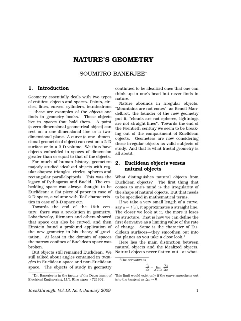 Nature'S Geometry: Soumitro Banerjee | PDF | Complex Number | Geometry