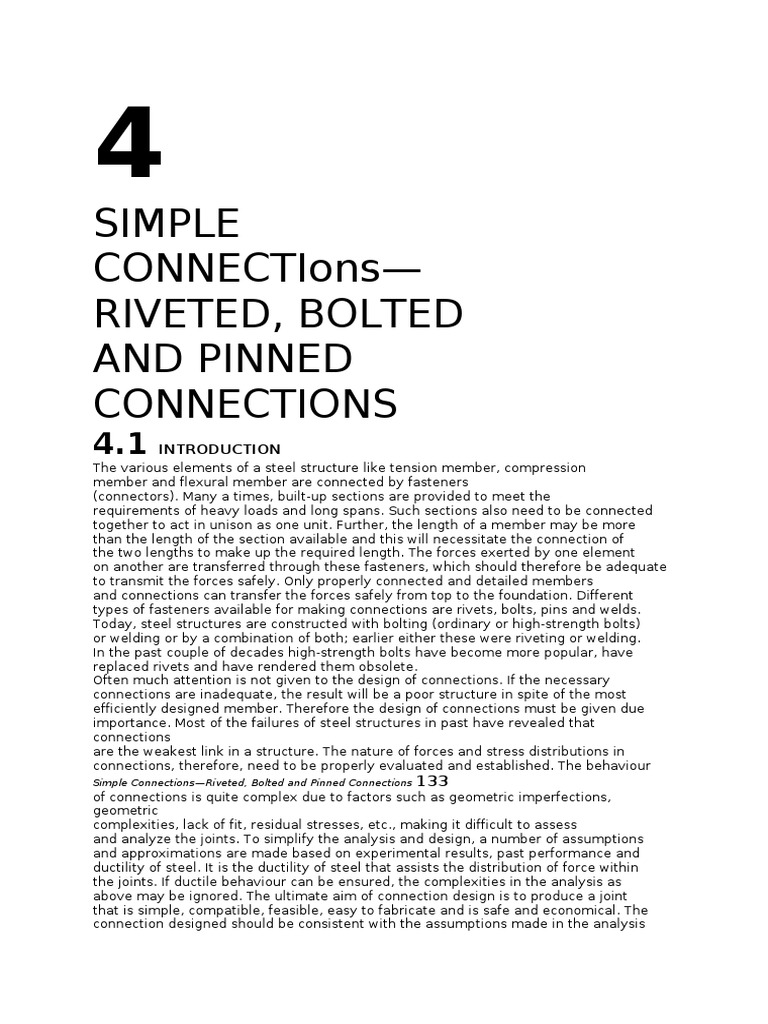 Simple Connections-Riveted, Bolted and Pinned Connections | PDF | Screw ...
