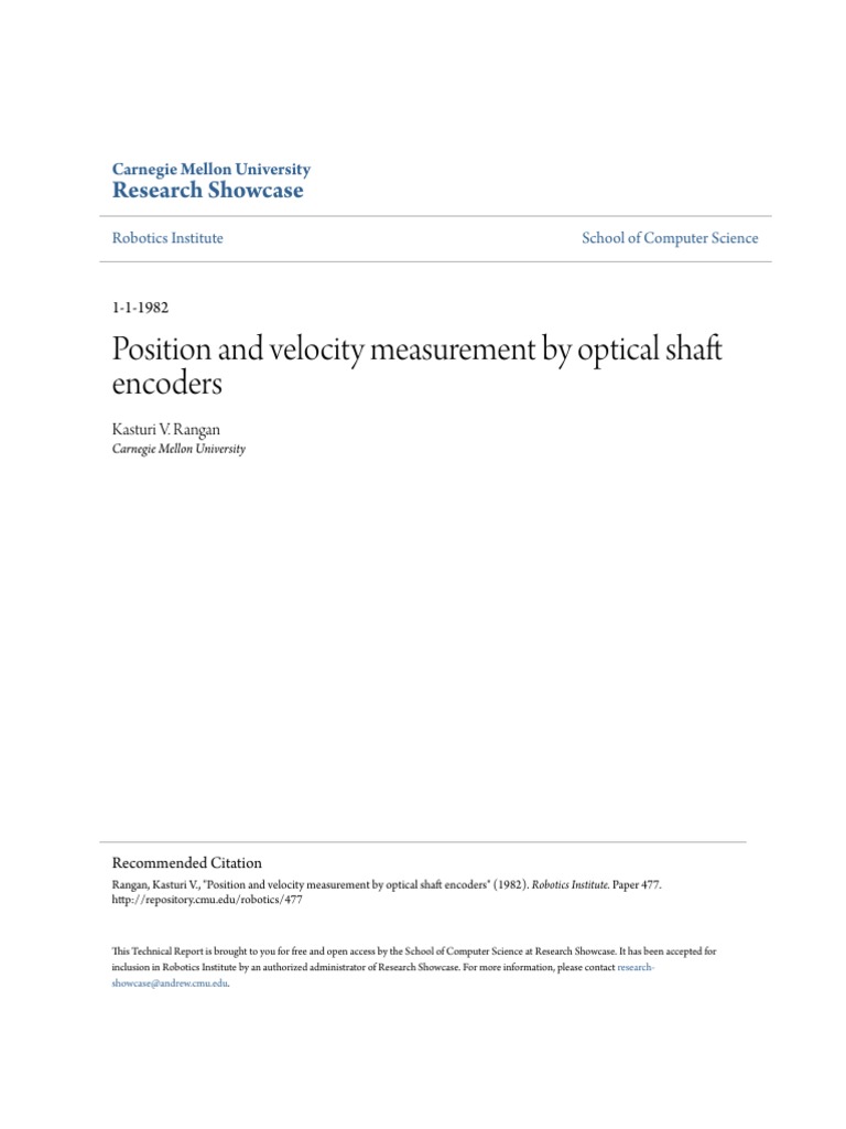 Position and Velocity Measurement by Optical Shaft Encoders | PDF ...