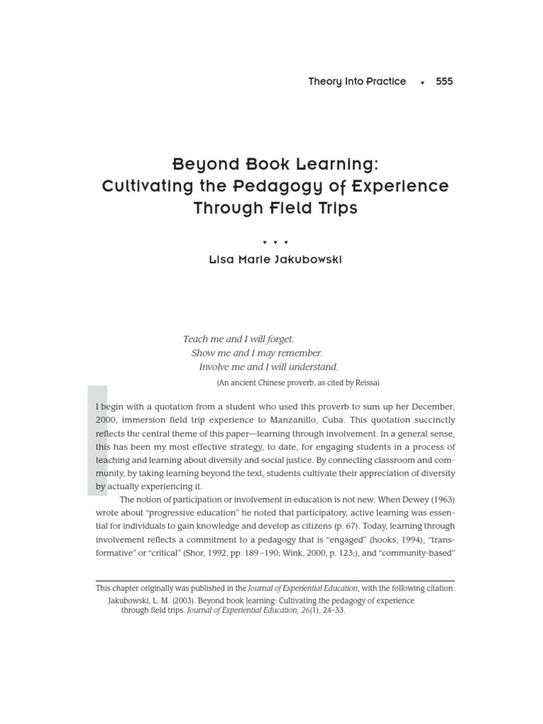 Pedagogy of Experience-Field Trips | PDF | Service Learning ...