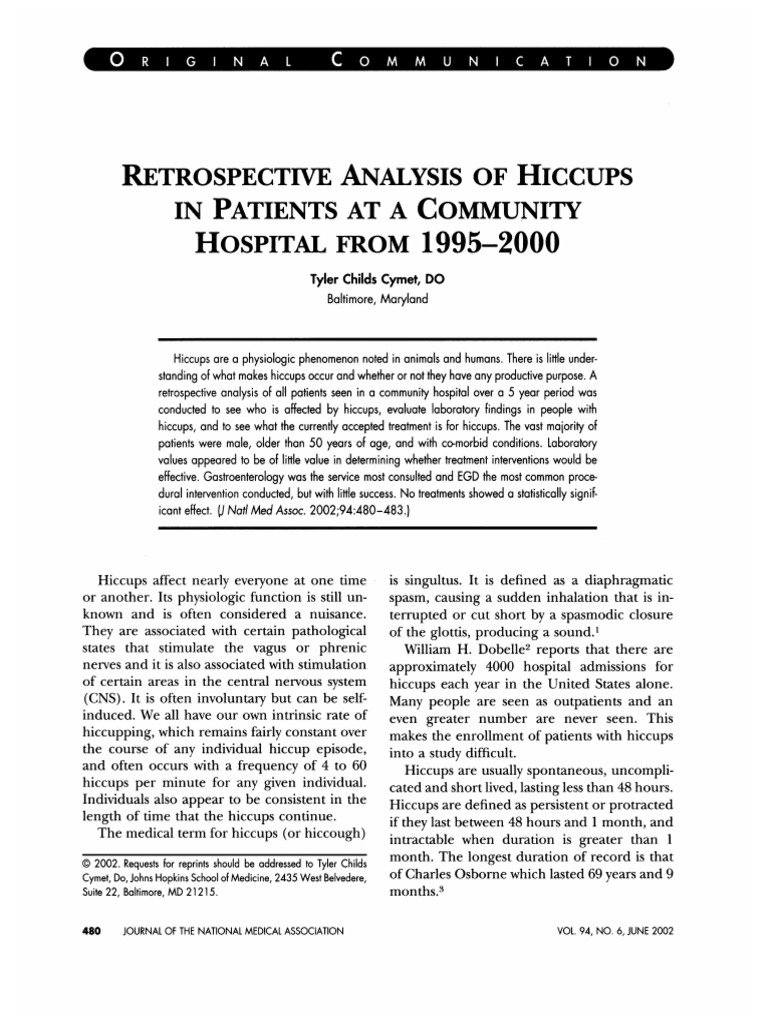 Overview of Hiccup Study Details | PDF | Diseases And Disorders | Medicine