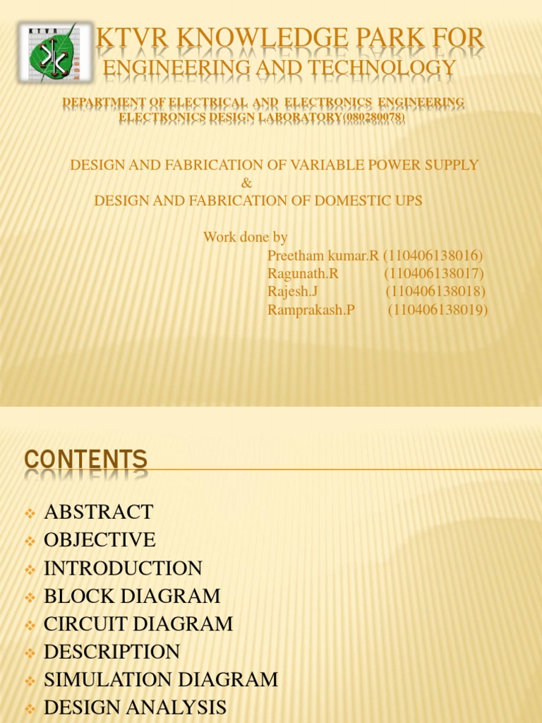 KTVR Knowledge Park For: Engineering and Technology | PDF | Power ...